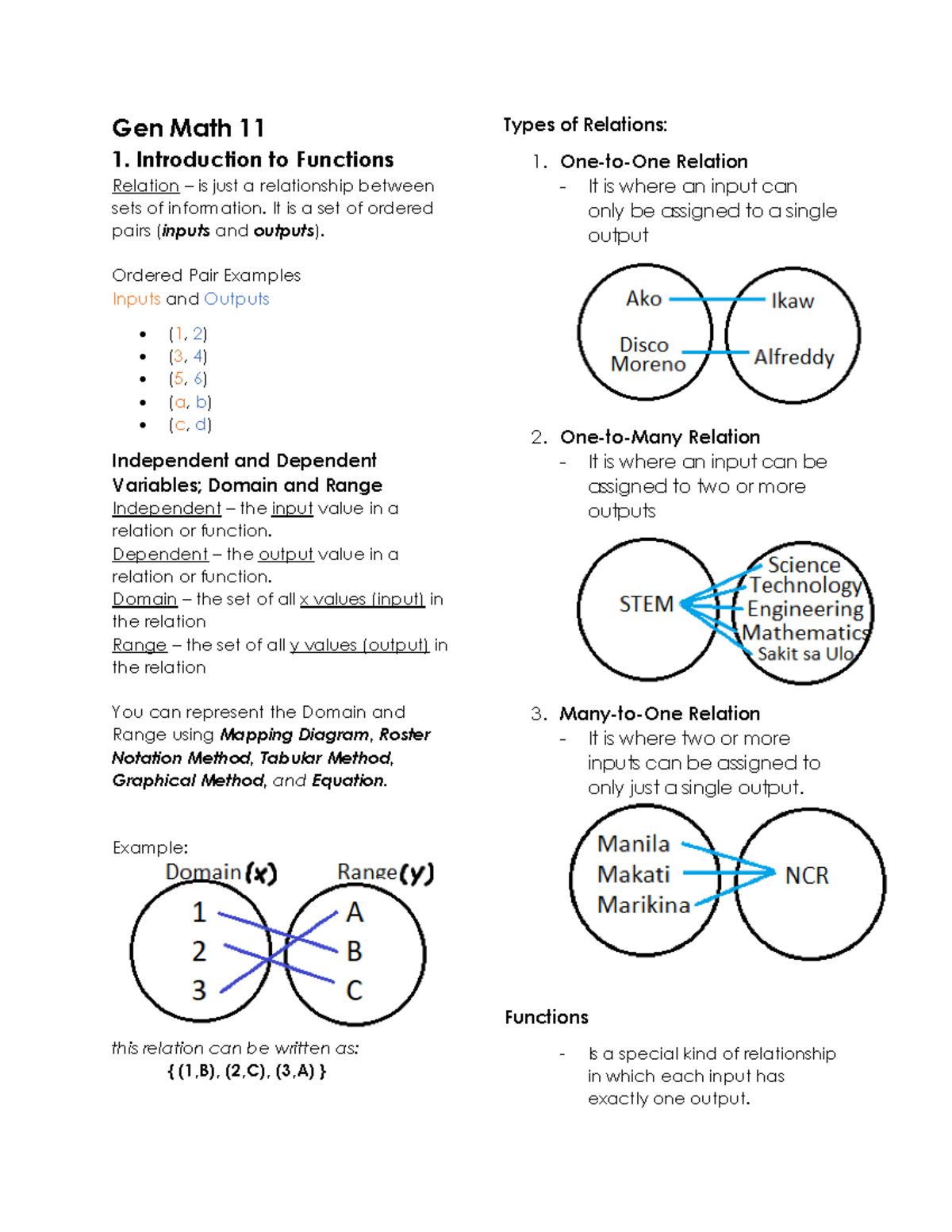 Gen Math-Reviewer 1st-Sem-Midterms - BS International Travel and ...
