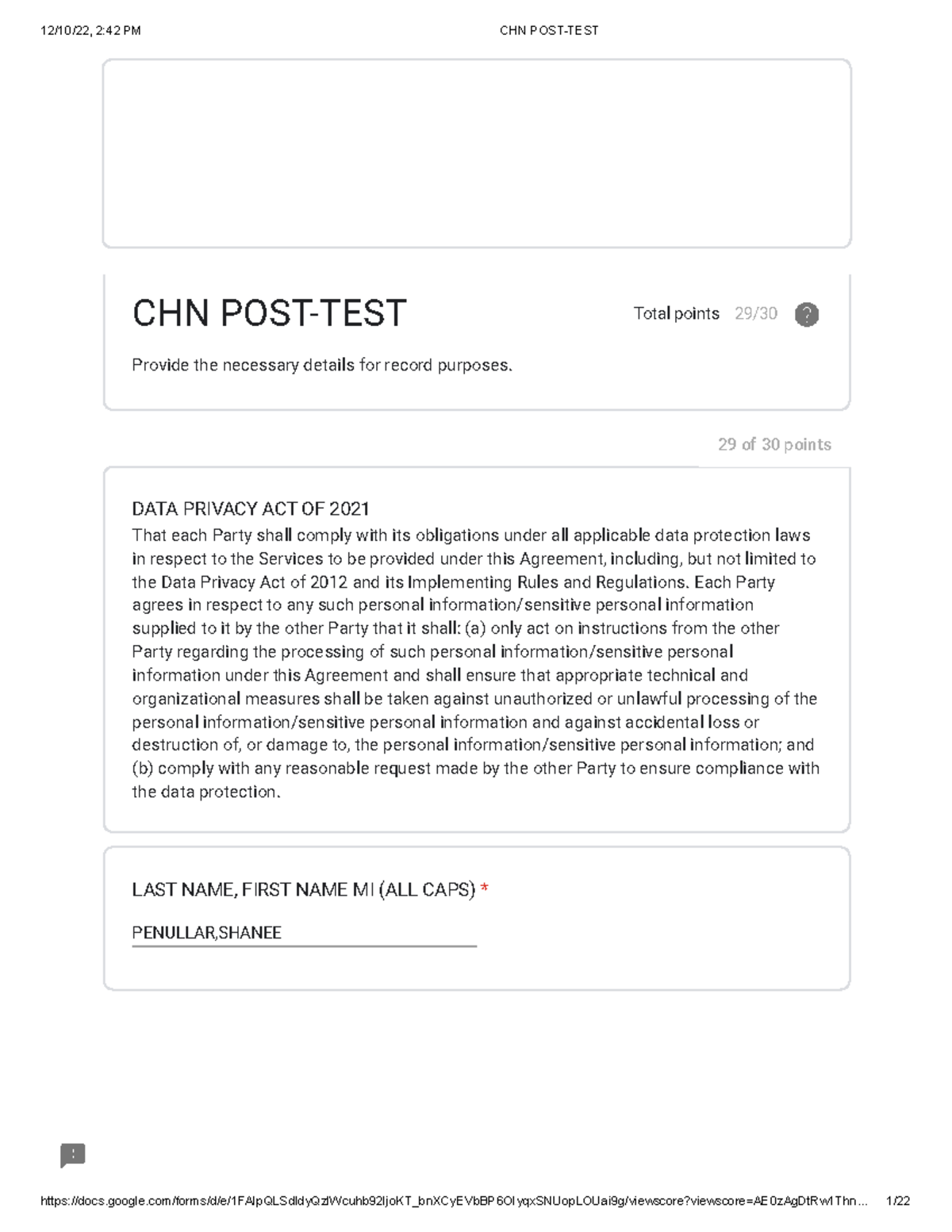 CHN-POST-TEST - Review - - Studocu