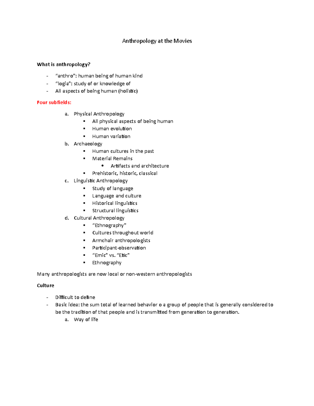 Anthropology at the Movies - Physical Anthropology All physical aspects ...