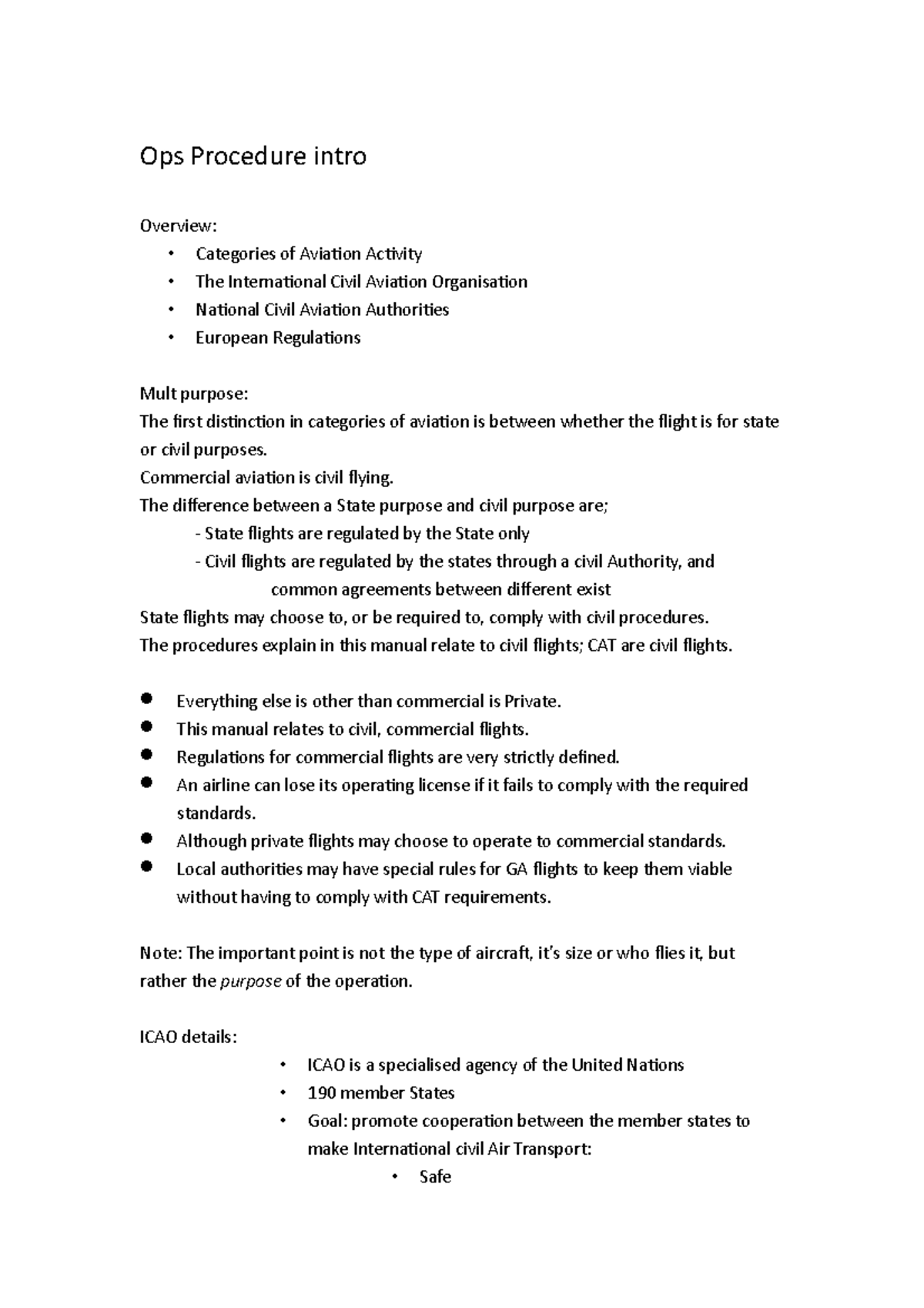 Ops Procedure intro - Notes for the subject - Ops Procedure intro ...