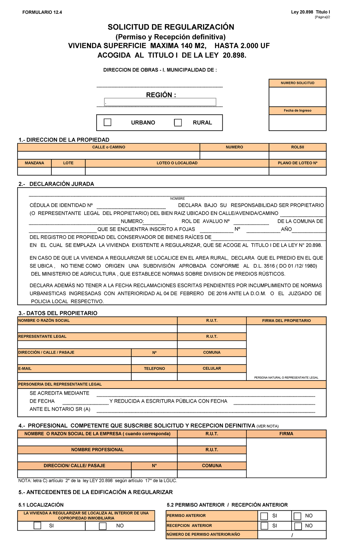 LEY DEL MONO LEY 20898 - FORMULARIO 12 Ley 20 Titulo I [Página]/ NUMERO ...