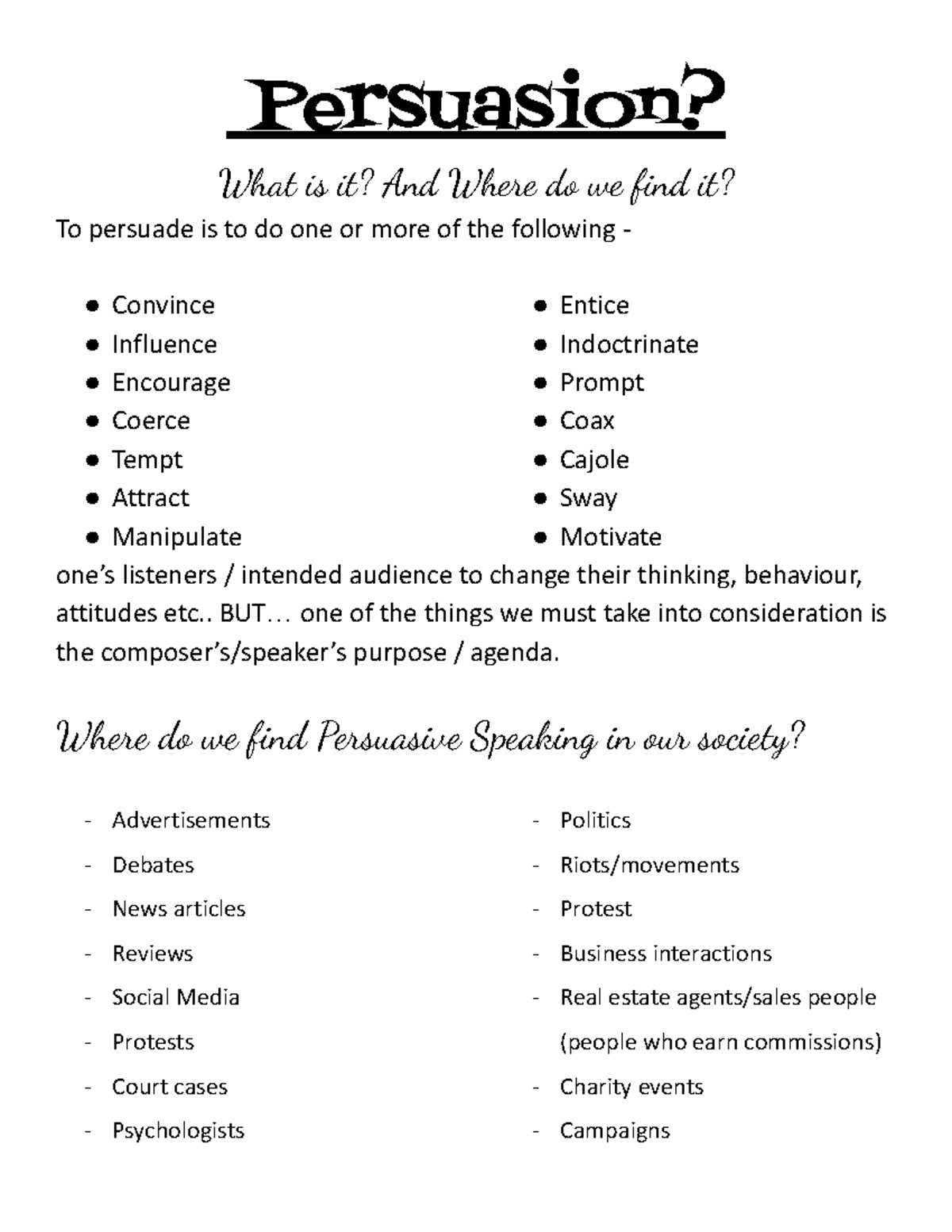 Persuasion - Persuasive Writing Techniques - Persuasion? What is it ...