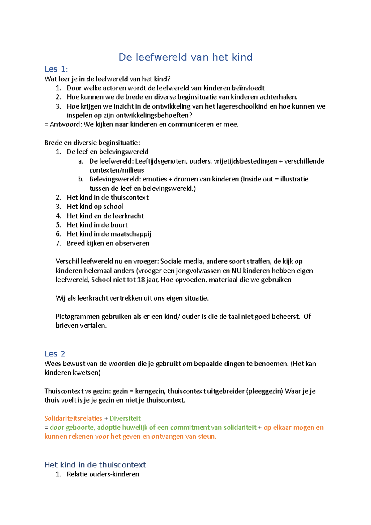 De leefwereld van kinderen - De leefwereld van het kind Les 1: Wat leer ...