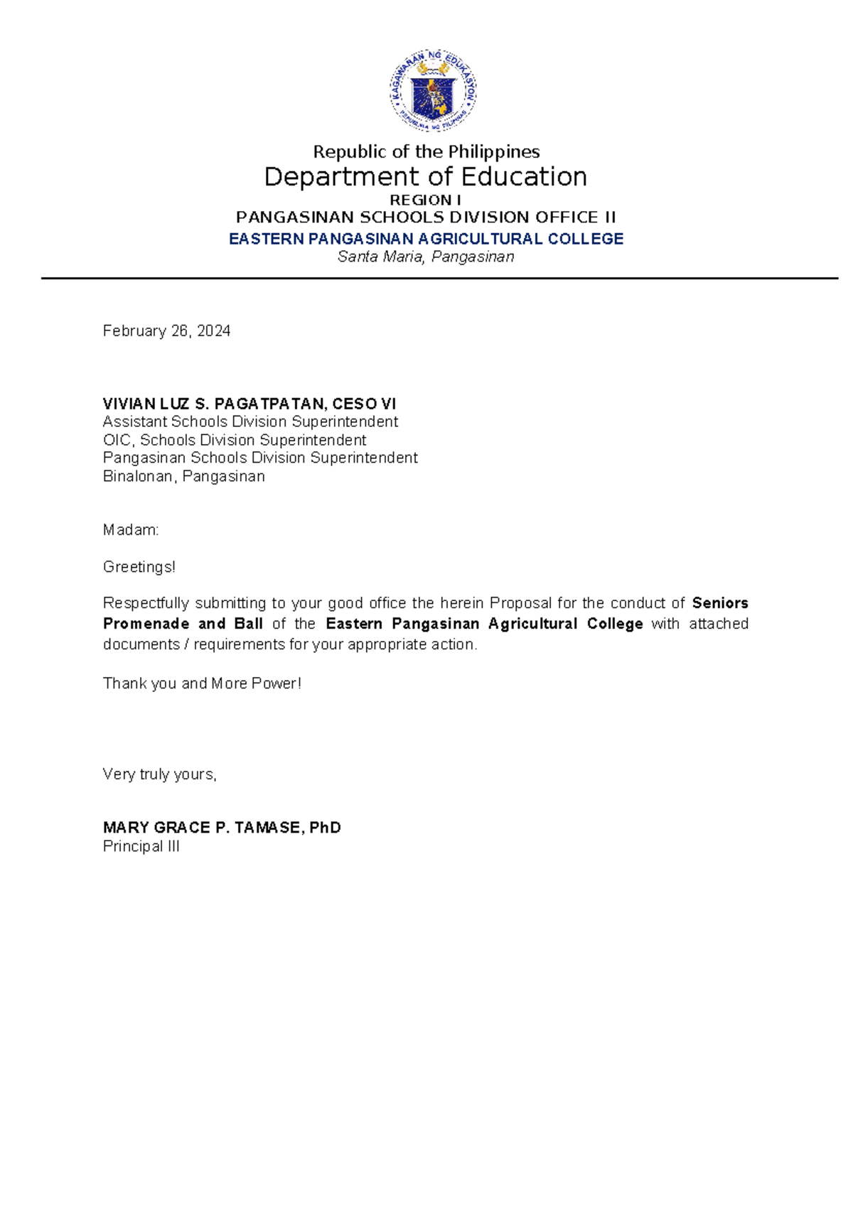 Transmital - Republic of the Philippines Department of Education REGION ...