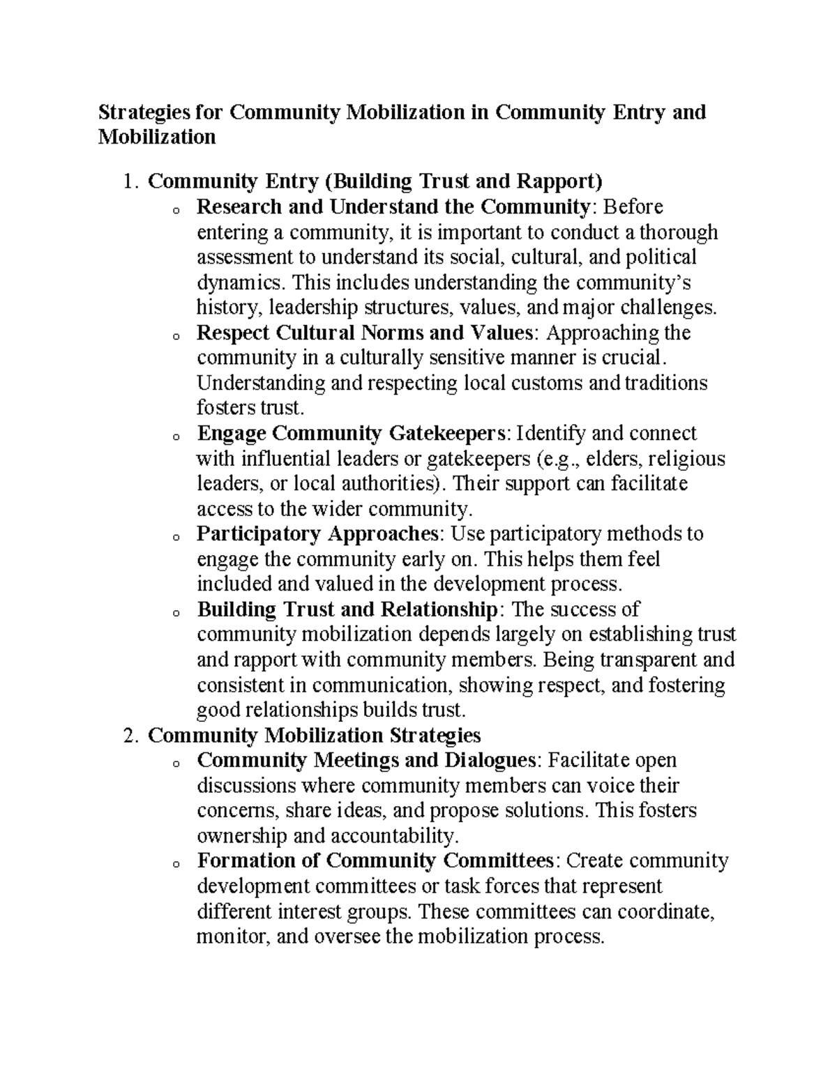 Strategies for Community Mobilization in Community Entry and ...