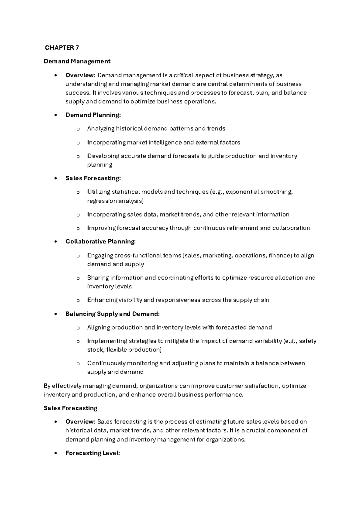 Studocu Logistics 214 chapter 7 Demand Management - CHAPTER 7 Demand ...