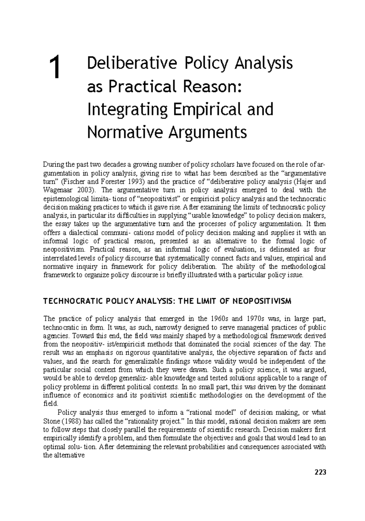 Deliberative Policy Analysis as Practical Reason - Deliberative Policy ...
