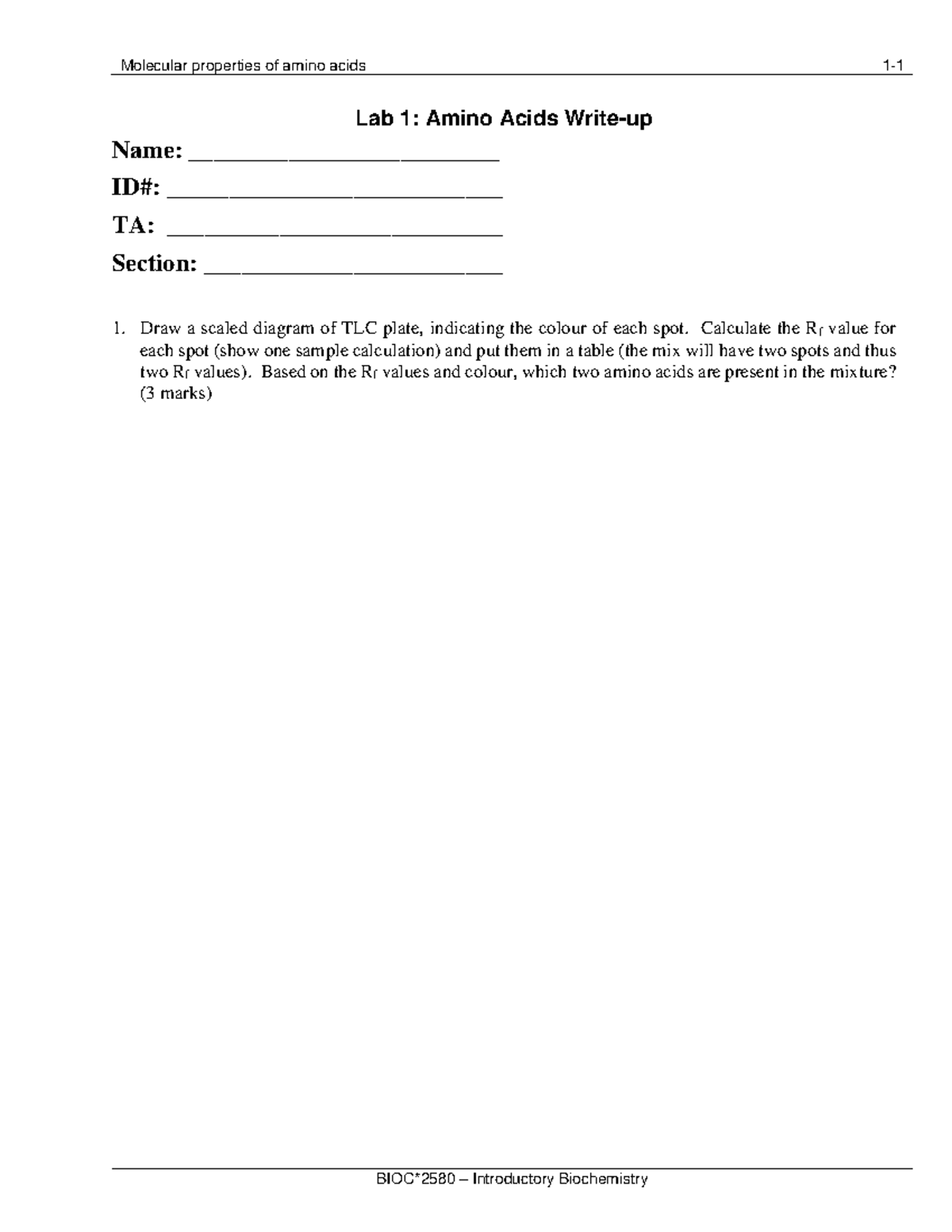 Amino Acid Lab Write-up Template - Molecular properties of amino acids ...
