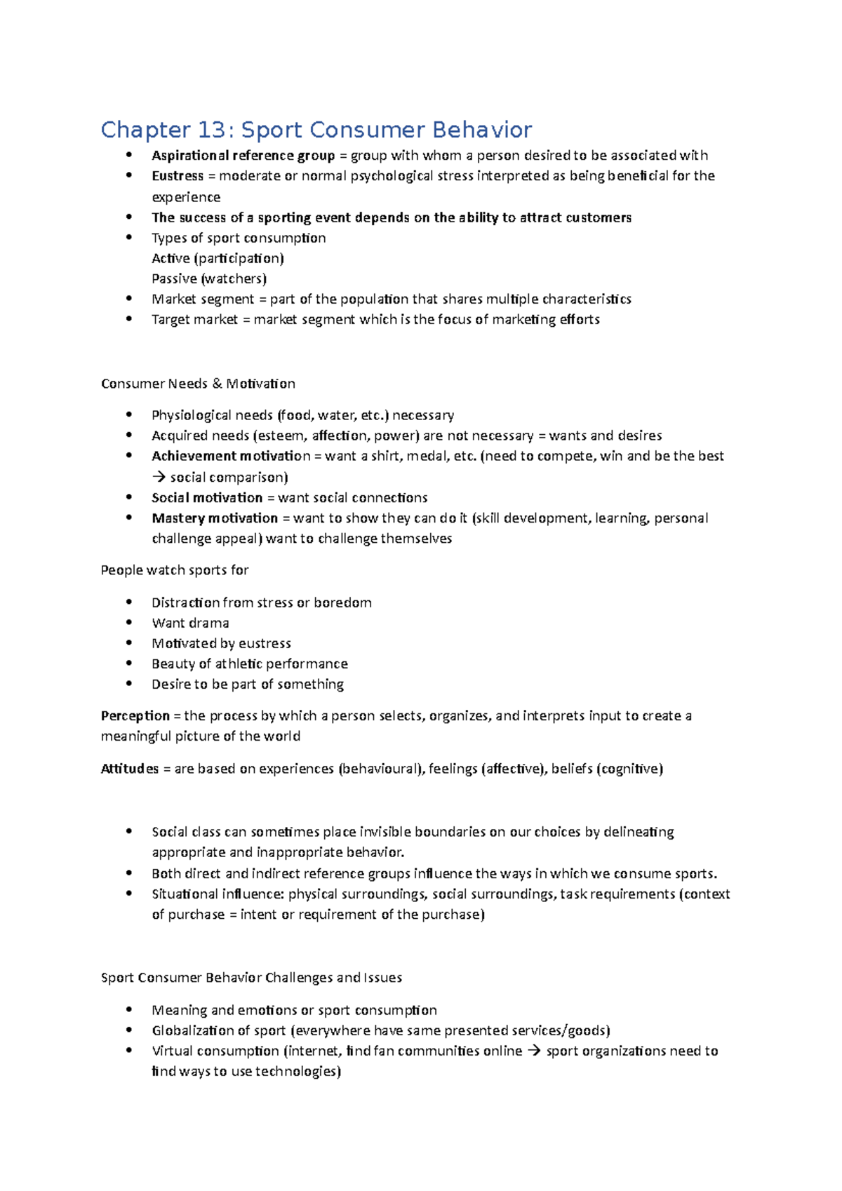 Chapter 13 - Chapter 13: Sport Consumer Behavior Aspirational reference ...