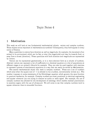 MATH1050 Topic Notes Topic 5-1 - MATH1050 - Topic Notes 5 1 Motivation ...