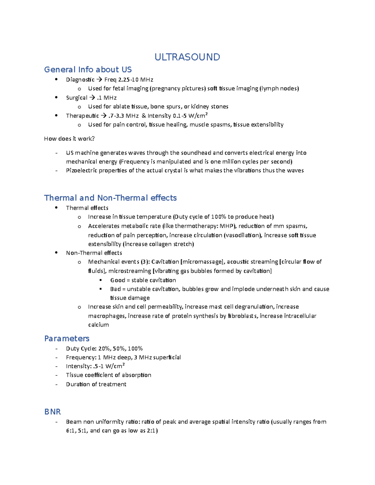 Ultrasound - ULTRASOUND General Info about US Diagnostic Freq 2-10 MHz ...