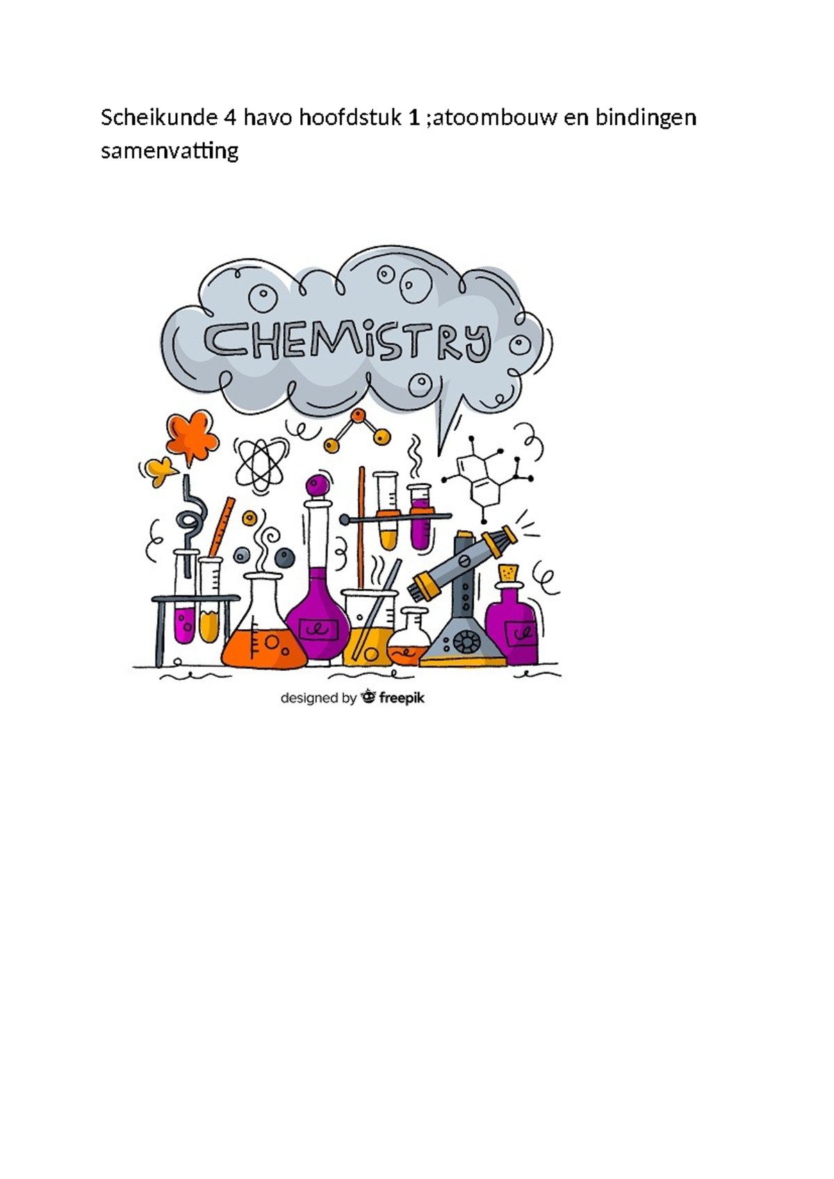 Scheikunde samenvatting havo 4 hoofdstuk 1 - Scheikunde 4 havo hoofdstuk 1 ;atoombouw en ...