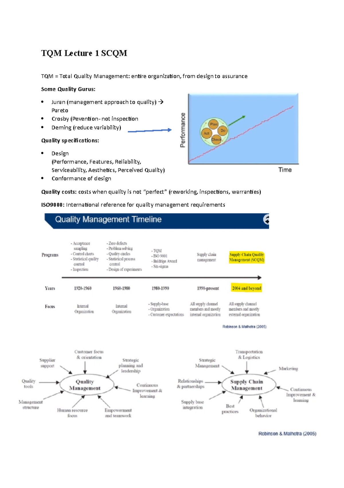 SCQM Overview lectures - TQM Lecture 1 SCQM TQM = Total Quality ...