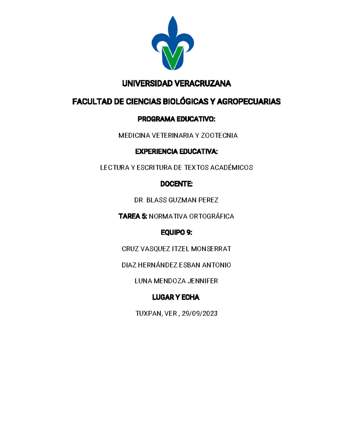 Normativa ortografica - UNIVERSIDAD VERACRUZANA FACULTAD DE CIENCIAS BIOLÓGICAS Y AGROPECUARIAS ...