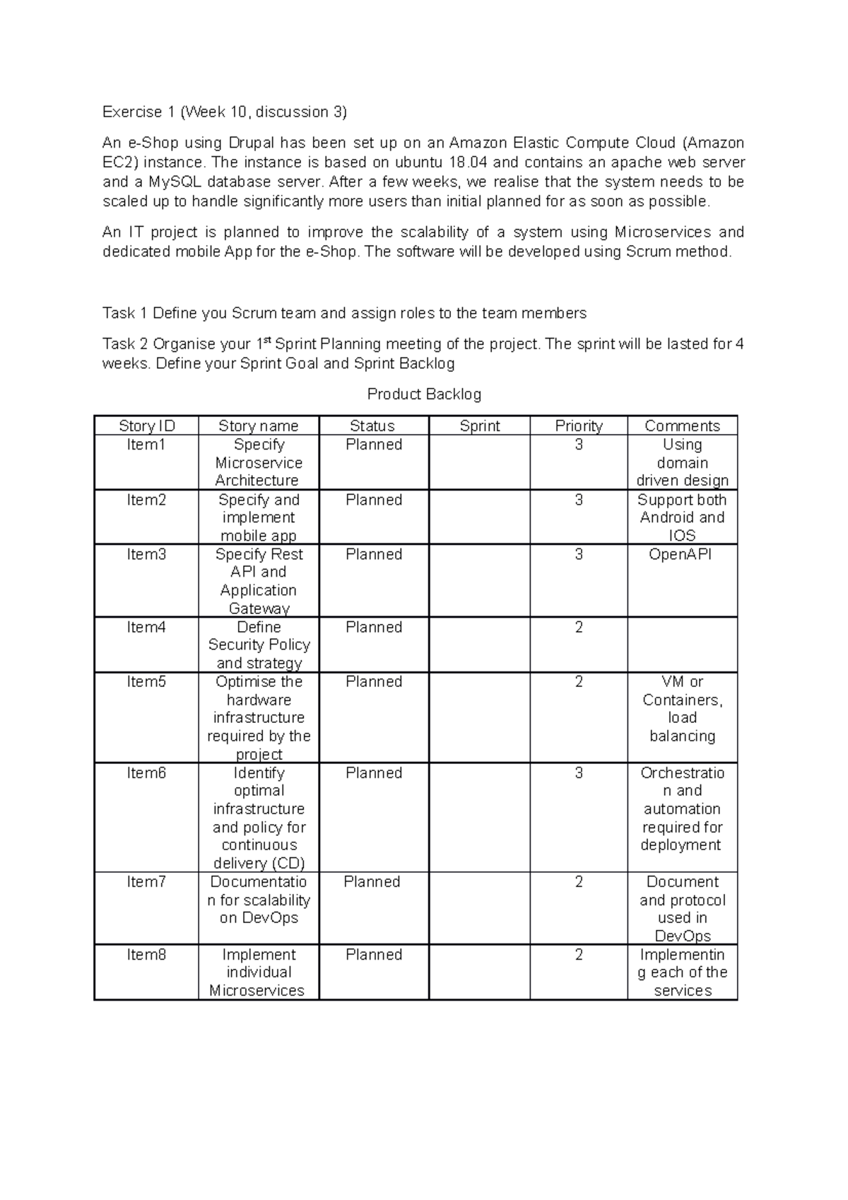 Seminar Week 11 - Practice - Exercise 1 (Week 10, discussion 3) An e ...