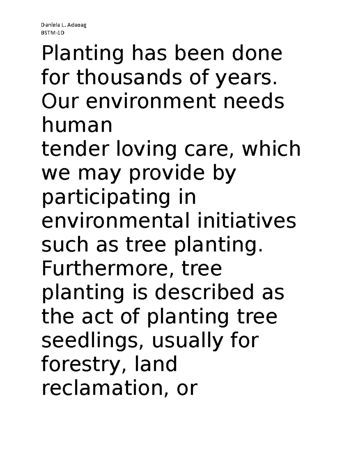 Narrative-tree-planting - BSTM-1D Planting has been done for thousands ...