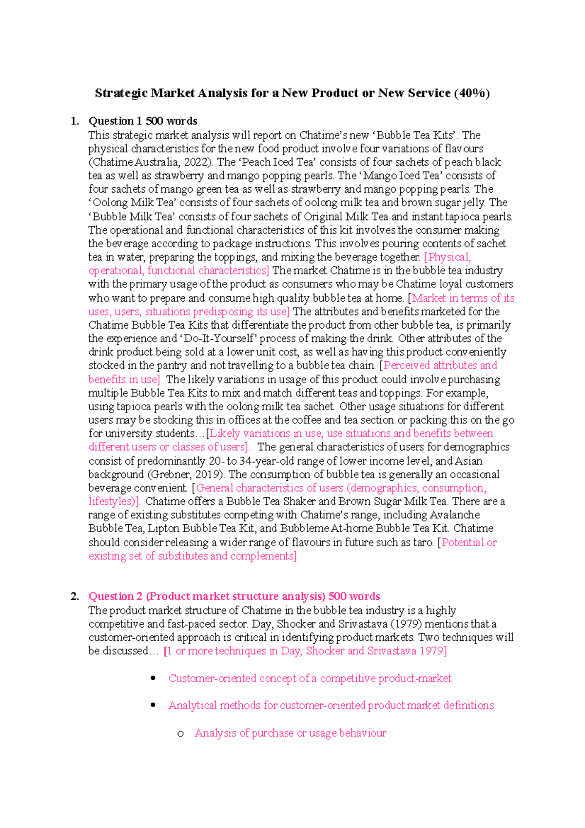 Marketing Report - Strategic Market Analysis for a New Product or New ...