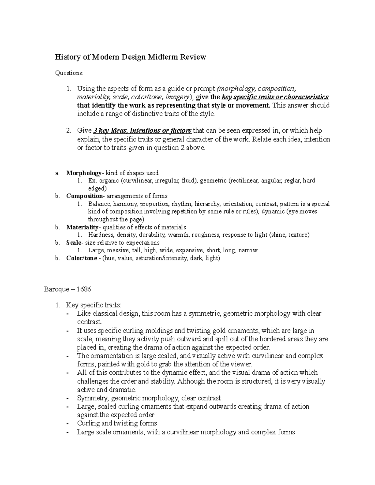 History of modern design midterm review - History of Modern Design ...