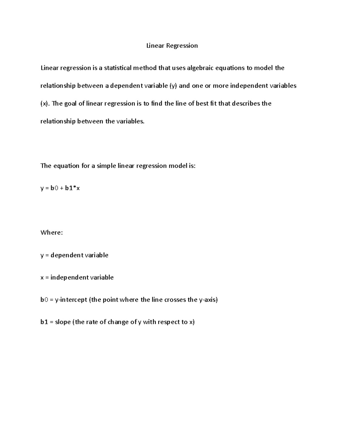Linear Regression - Linear Regression Linear regression is a ...
