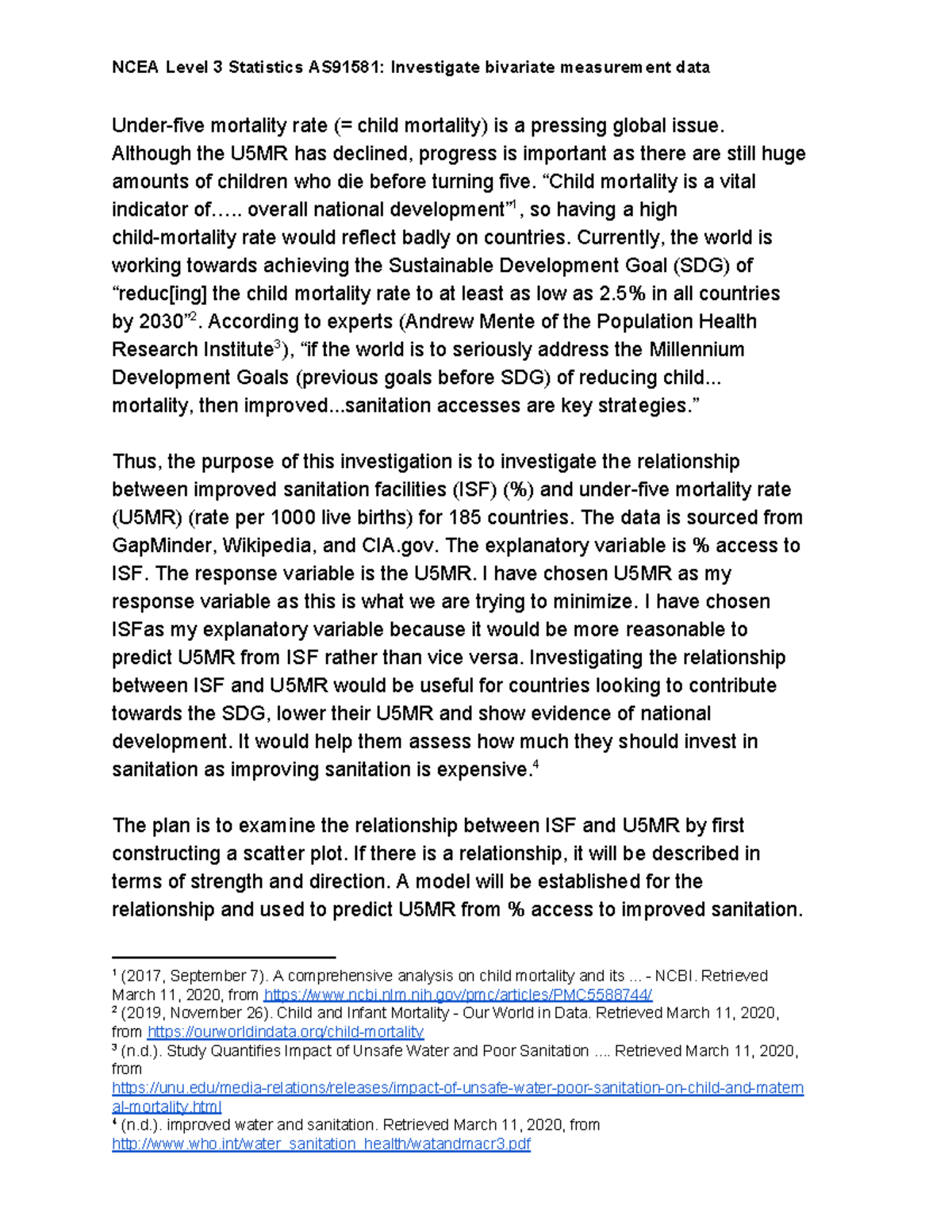 NCEA Level 3 Statistics AS91581 Excellence Exemplar NCEA Level 3