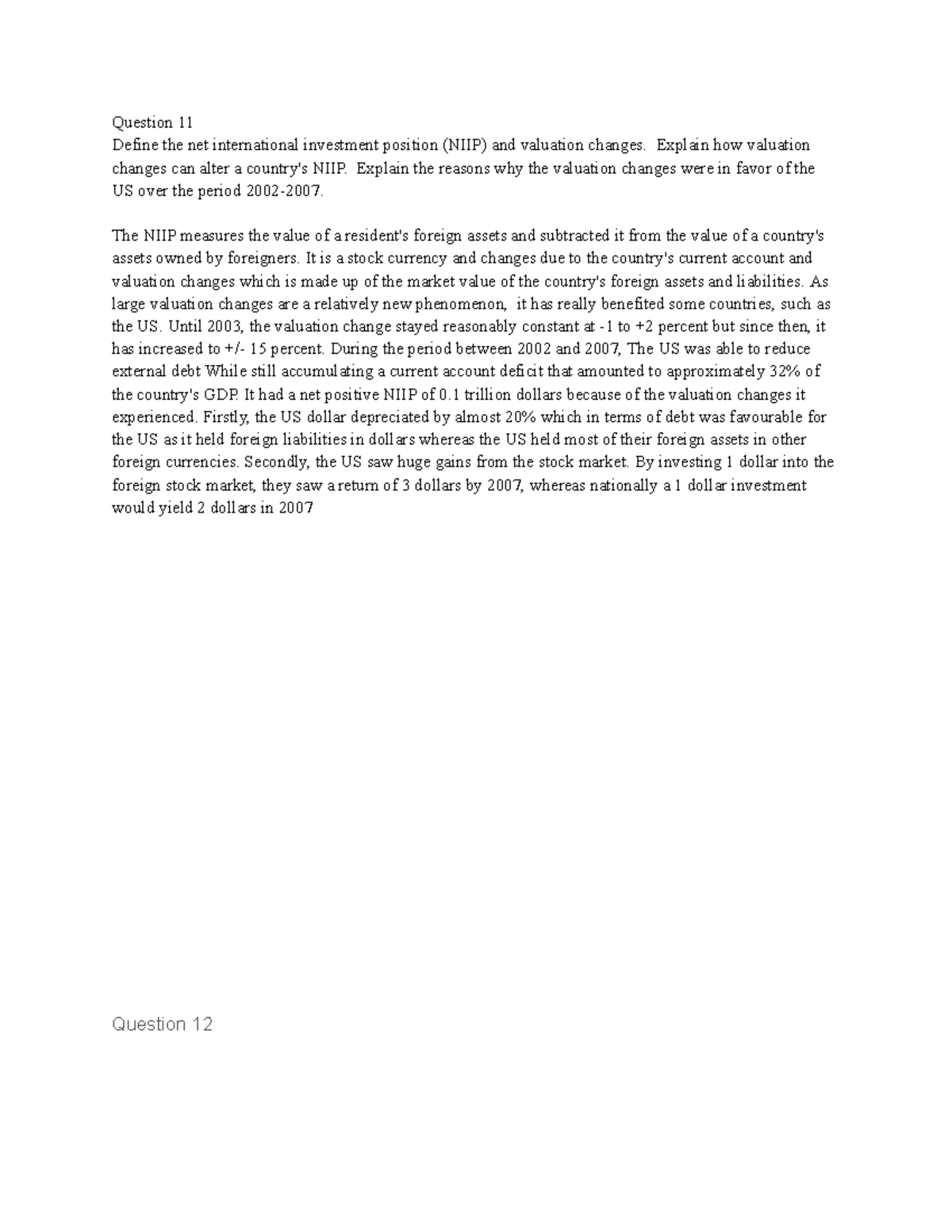 Econ223 Midterm 2 - Question 11 Define the net international investment ...