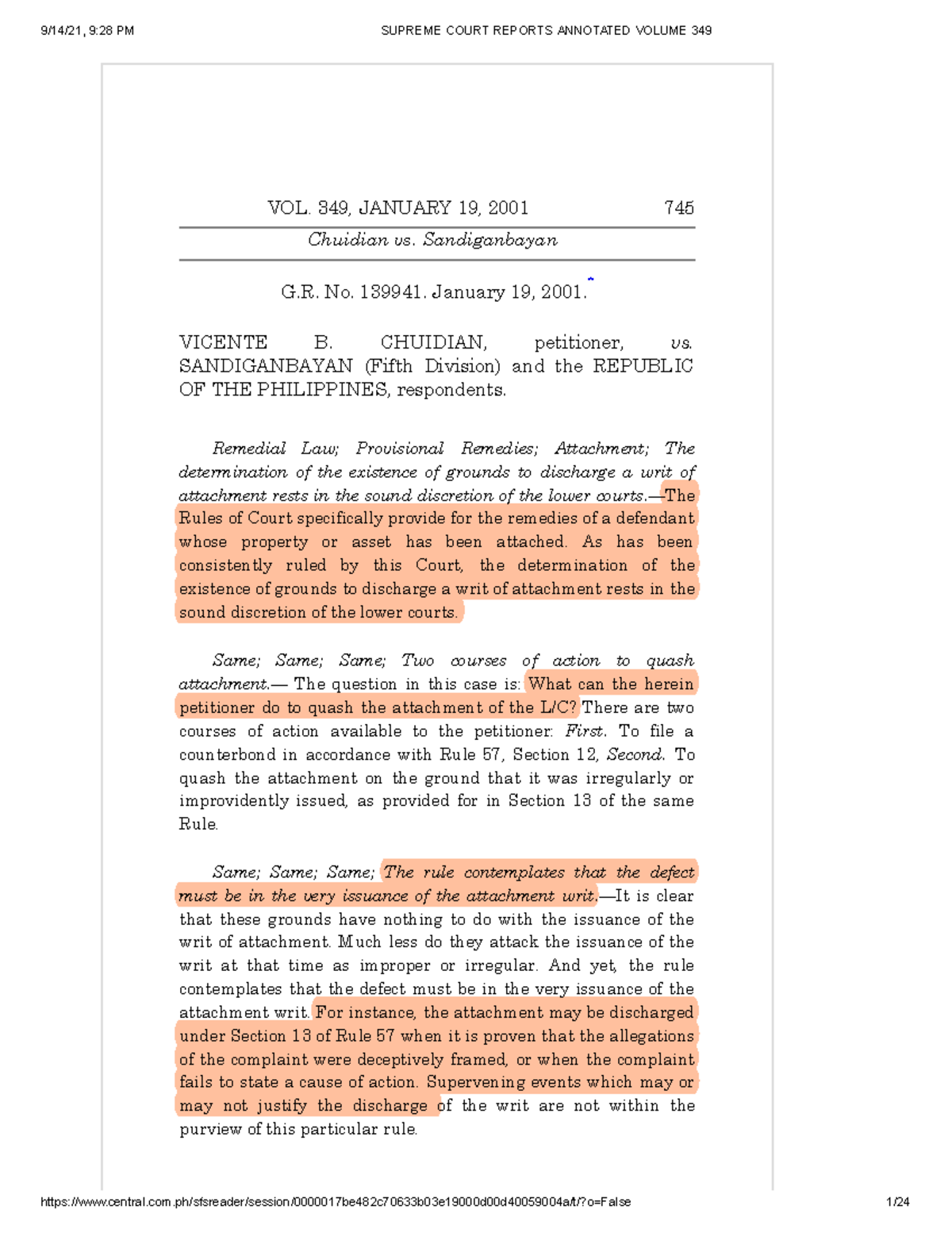 Chuidian - Remedial law - VOL. 349, JANUARY 19, 2001 745 Chuidian vs ...