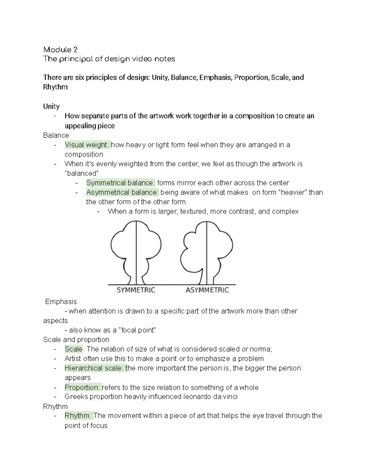 Module 2 The principal of design video notes - Studocu