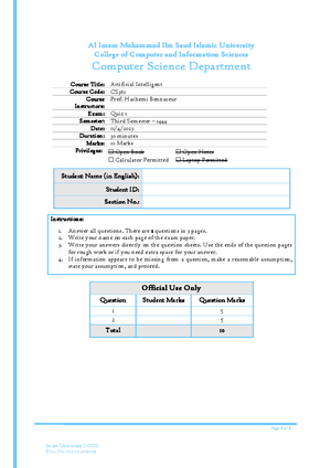Homework 2 about programming to practice code - Page 1 of 2 Imam ...