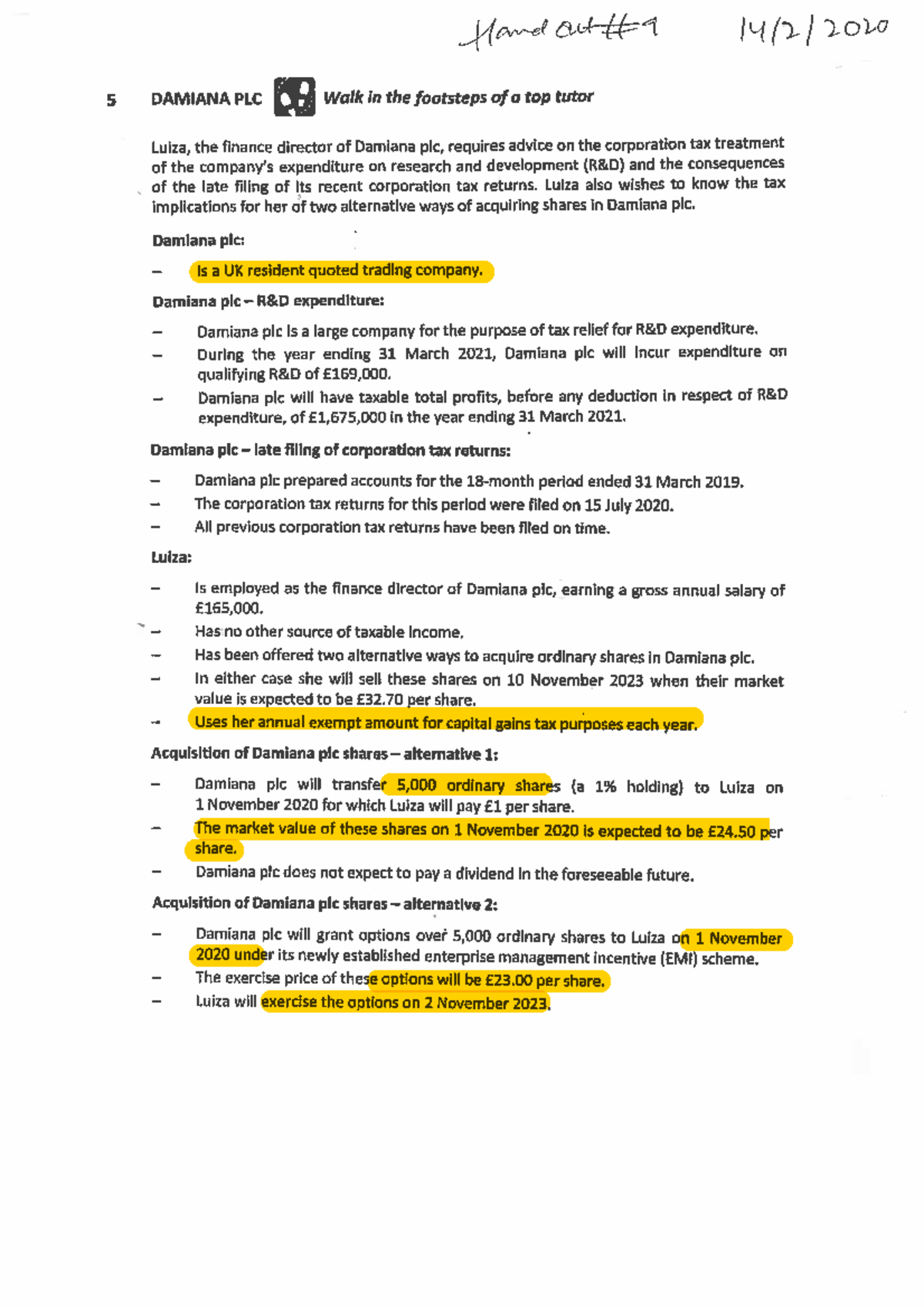 6 Daminan Plc - Past Papers - ATX (P6) - Studocu
