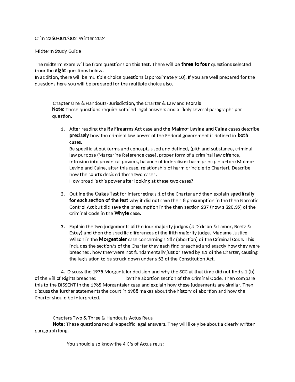 Winter 2024 Midterm Study Guide - There will be three to four questions ...