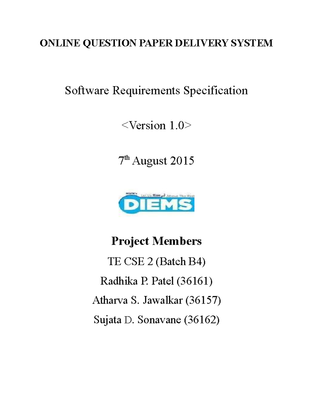 SRS Format - Software req - Software Requirements Specification 7 th ...