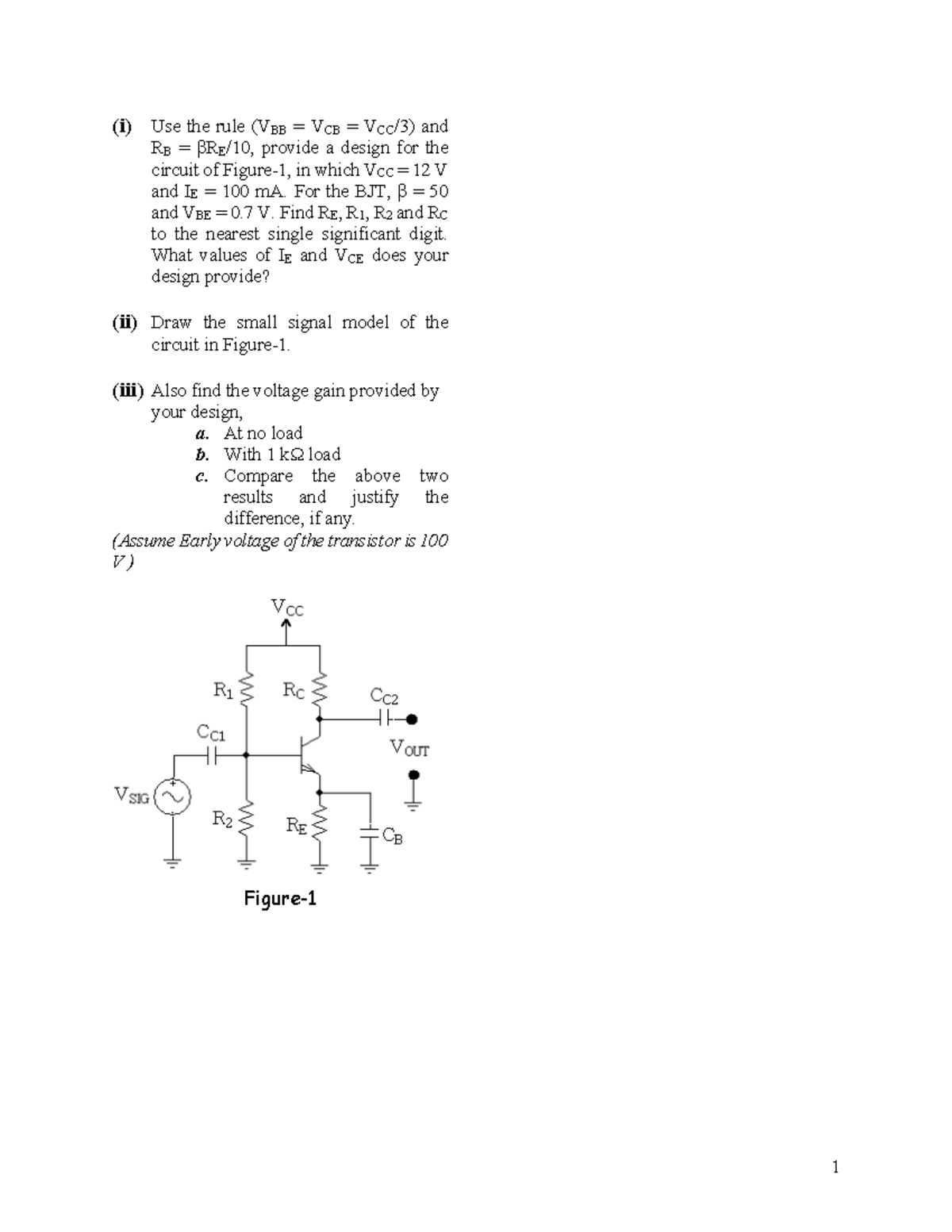 Practice Questions v3 - (i) Use the rule (VBB = VCB = VCC/3) and RB ...