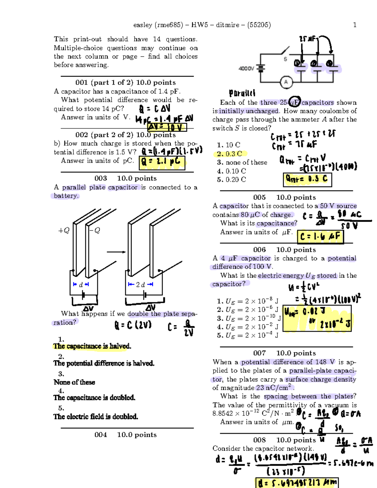 Hw 5 phy 302l - Homework 5 for Spring 2022 semester Physics 2 with Dr. Ditmire - has ...