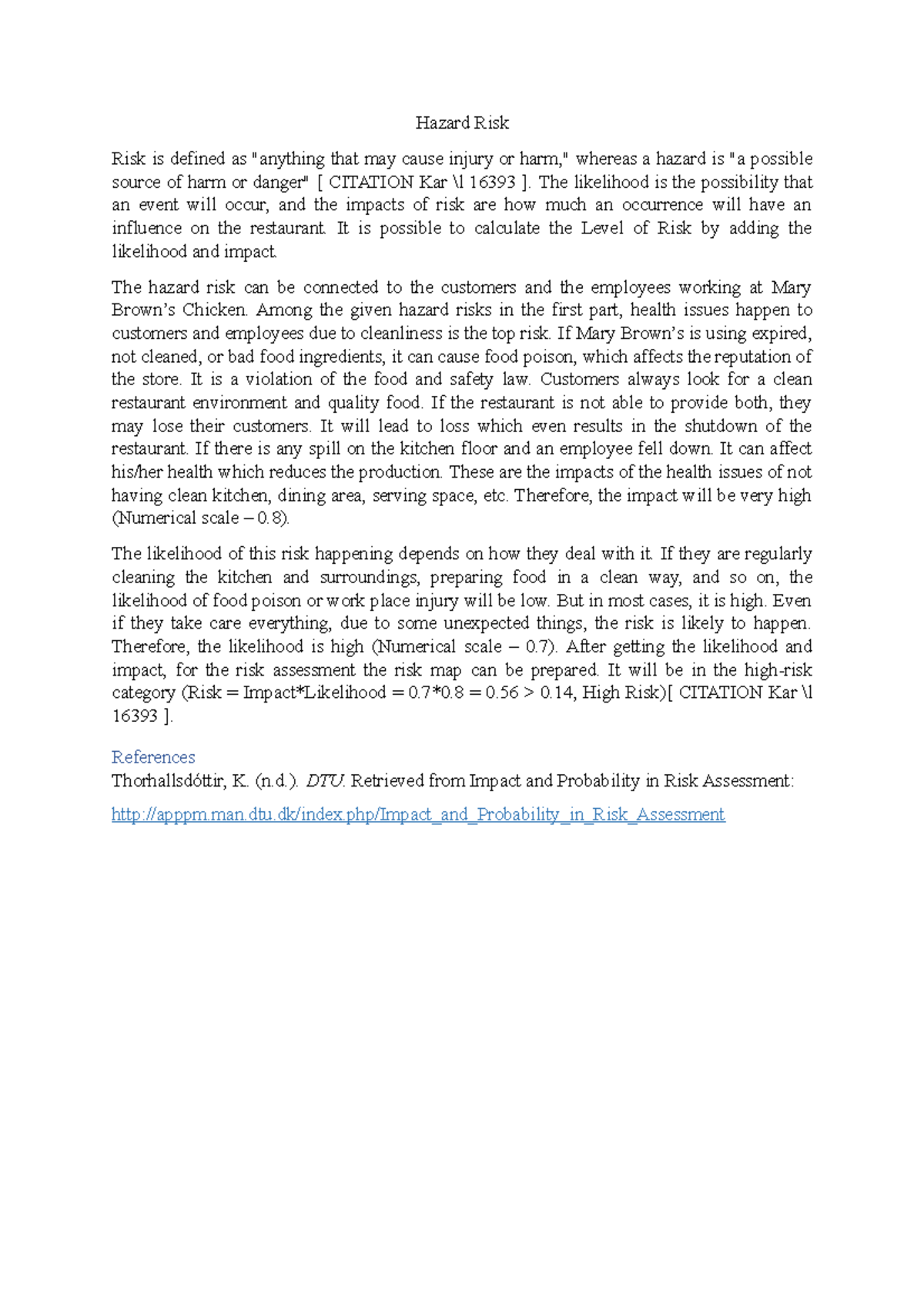 Group Risk 2 hazard risk Bensy - Hazard Risk Risk is defined as ...