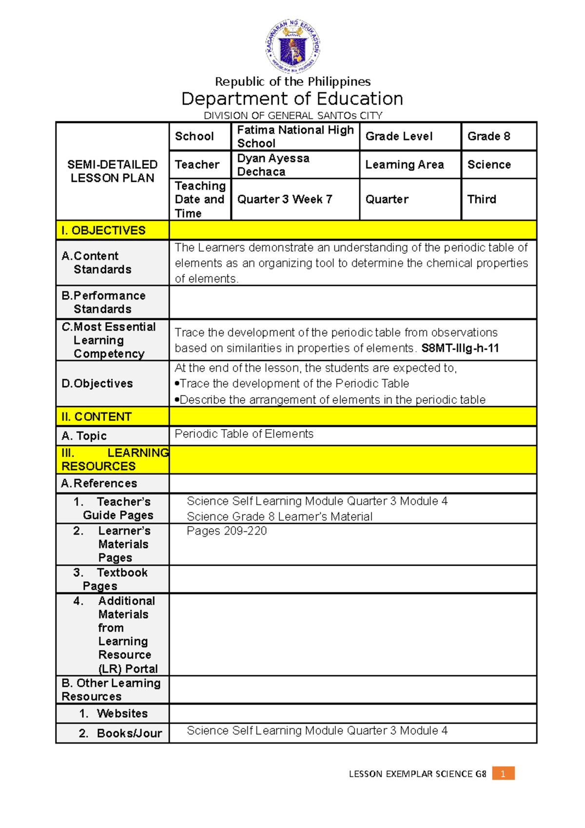 LP-FOR-W_7_3rd quarter - Department of Education DIVISION OF GENERAL ...