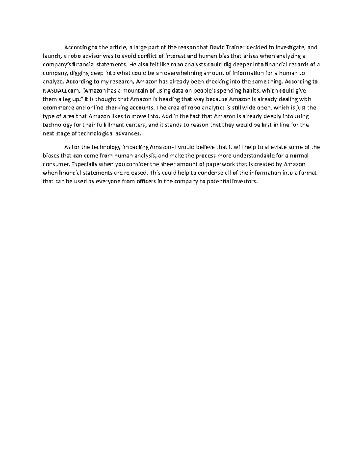 ACC 345 Module 4 discussion - According to the article, a large part of ...