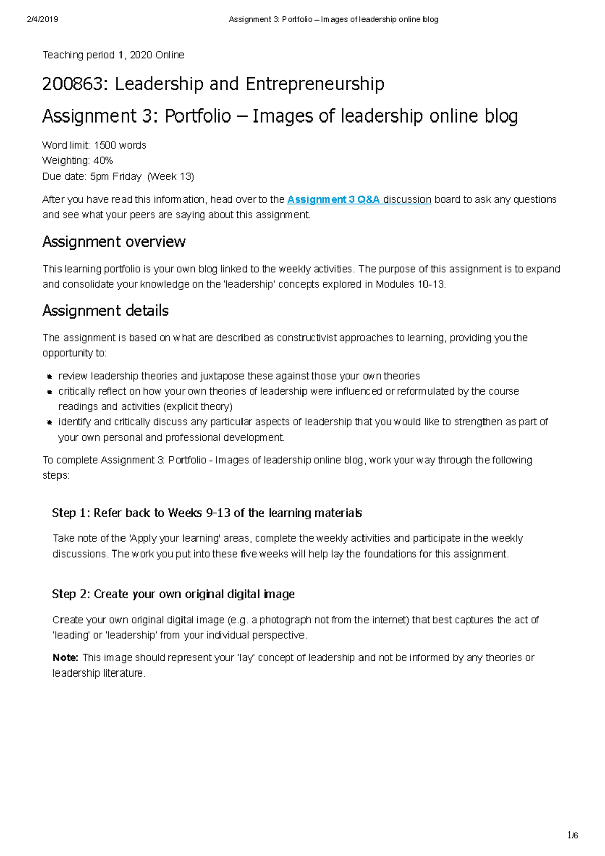 Assignment 3 Portfolio – Images of leadership online blog - Teaching ...