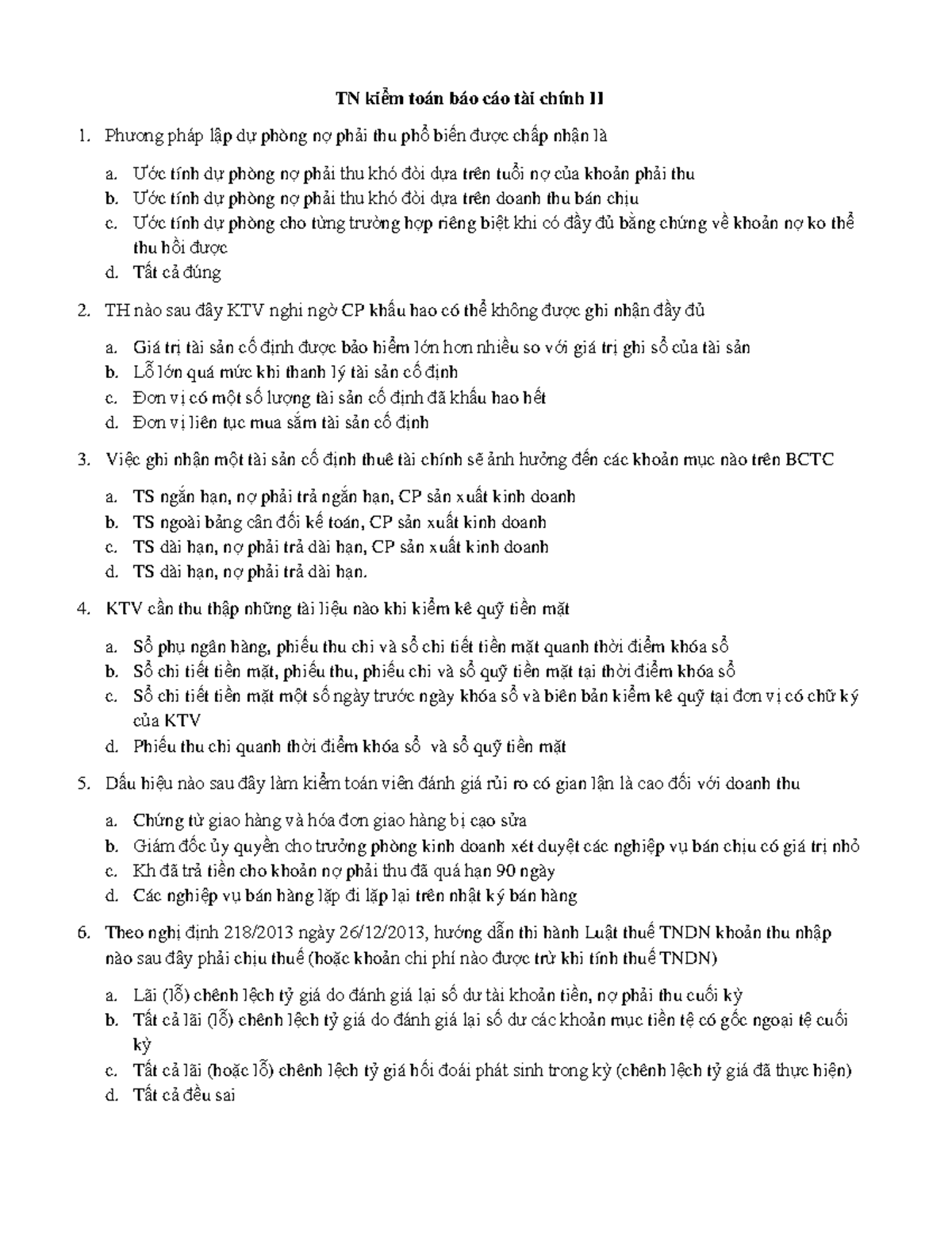 Examen 5 1 October 2019, questions and answers - Warning: TT: undefined function: 32 TN kiểm ...