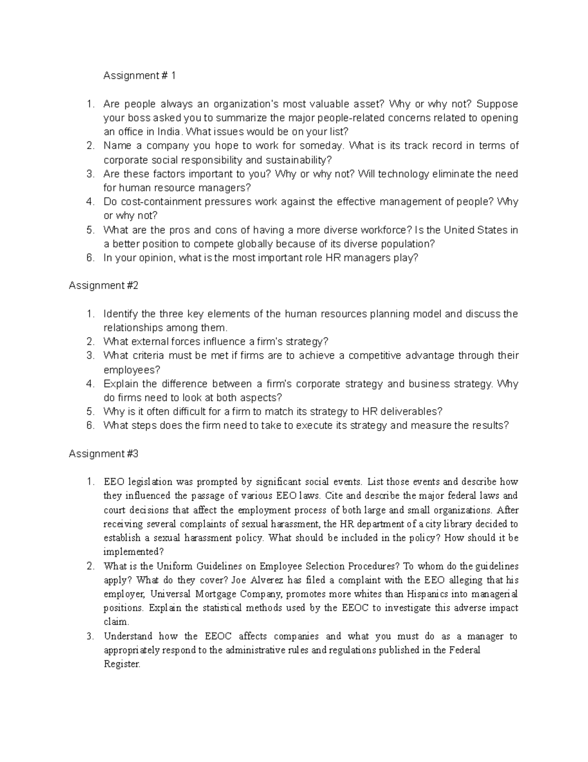 HRM-assignment - Note - Assignment # 1 Are people always an ...