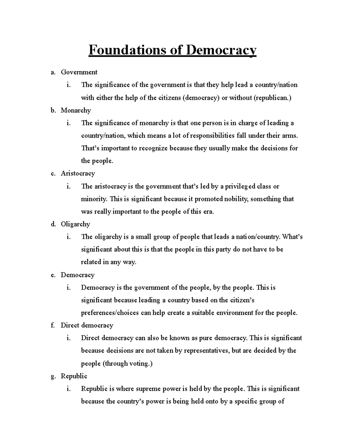 Foundations of Democracy - Government i. The significance of the ...