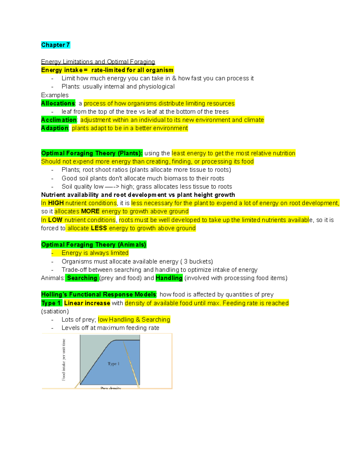 Ecology Exam 3 - notes - Chapter 7 Energy Limitations and Optimal ...