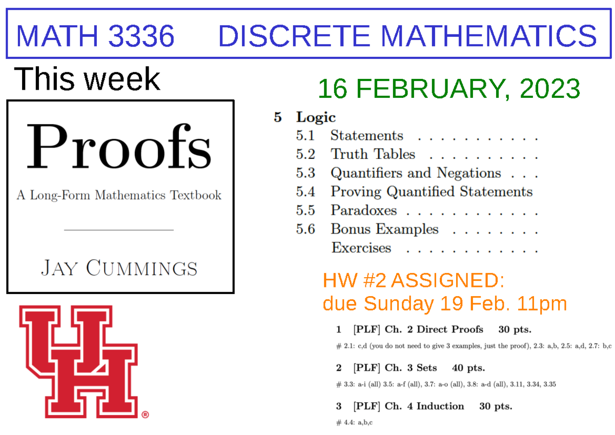 MATH 3336B 2023-02-16 Lecture 10 - MATH DISCRETE MATHEMATICS This week ...