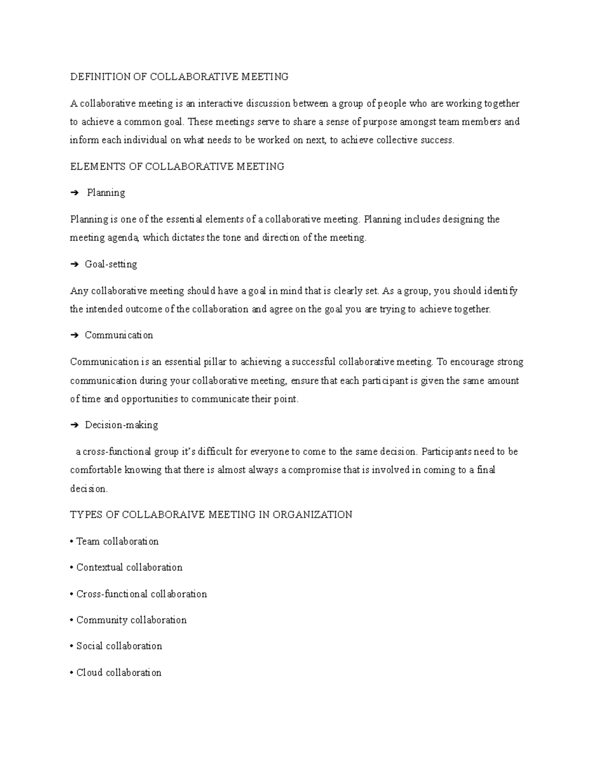 Definition Collaborative Meeting - DEFINITION OF COLLABORATIVE MEETING ...