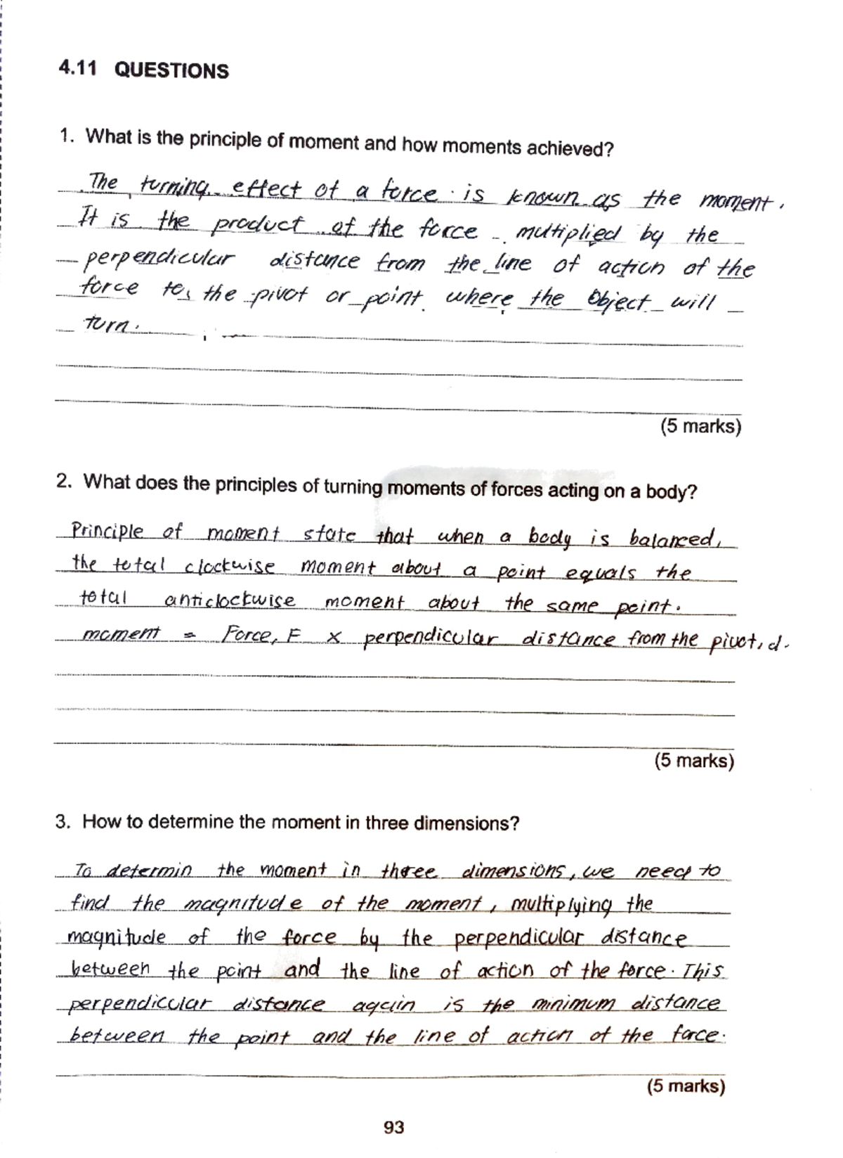 Question statik exp2 - 4 QUESTIONS What is the principle of moment and how moments achieved? he ...