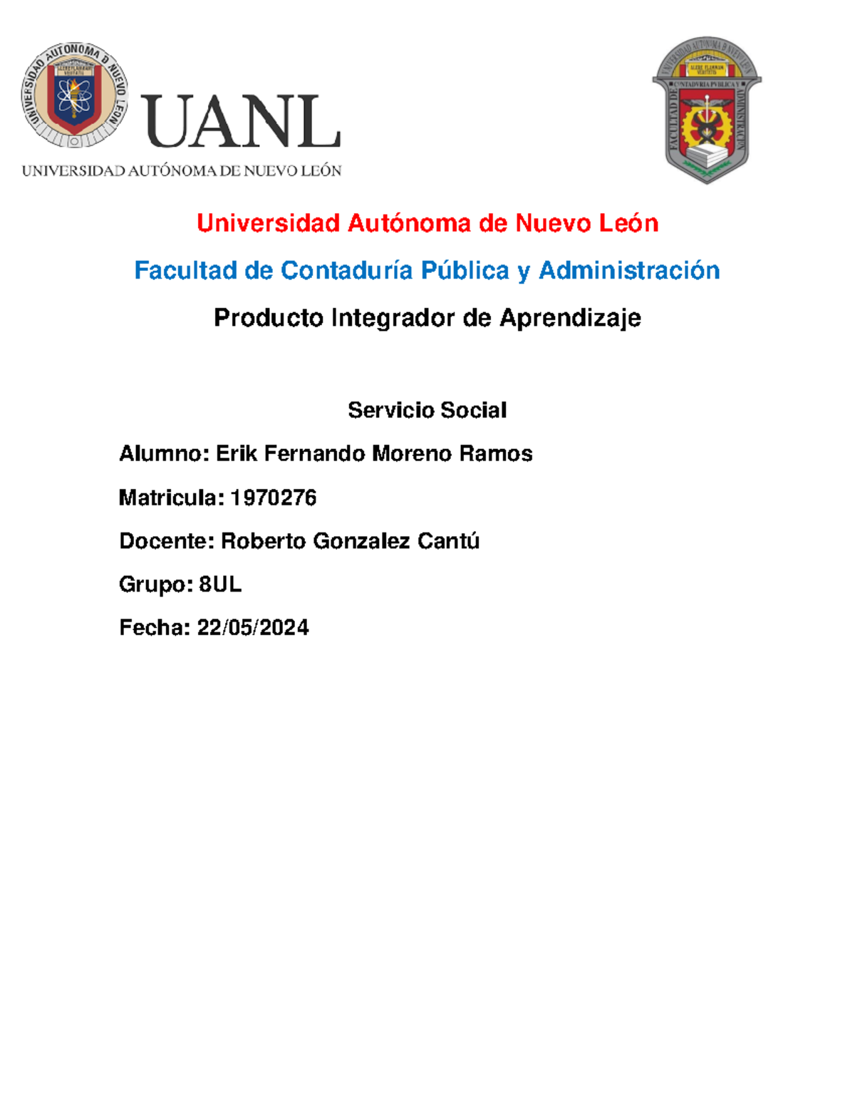 PIA SS - evidencias de servicio social - Universidad Autónoma de Nuevo ...