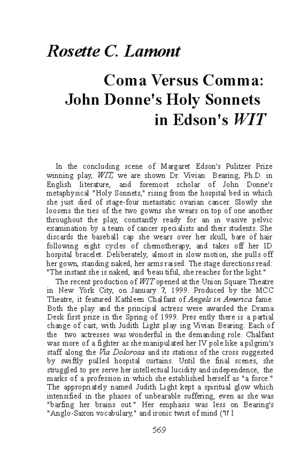 Coma versus Comma - John Donne's Holy Sonnets in Edson's Wit - Lamont ...