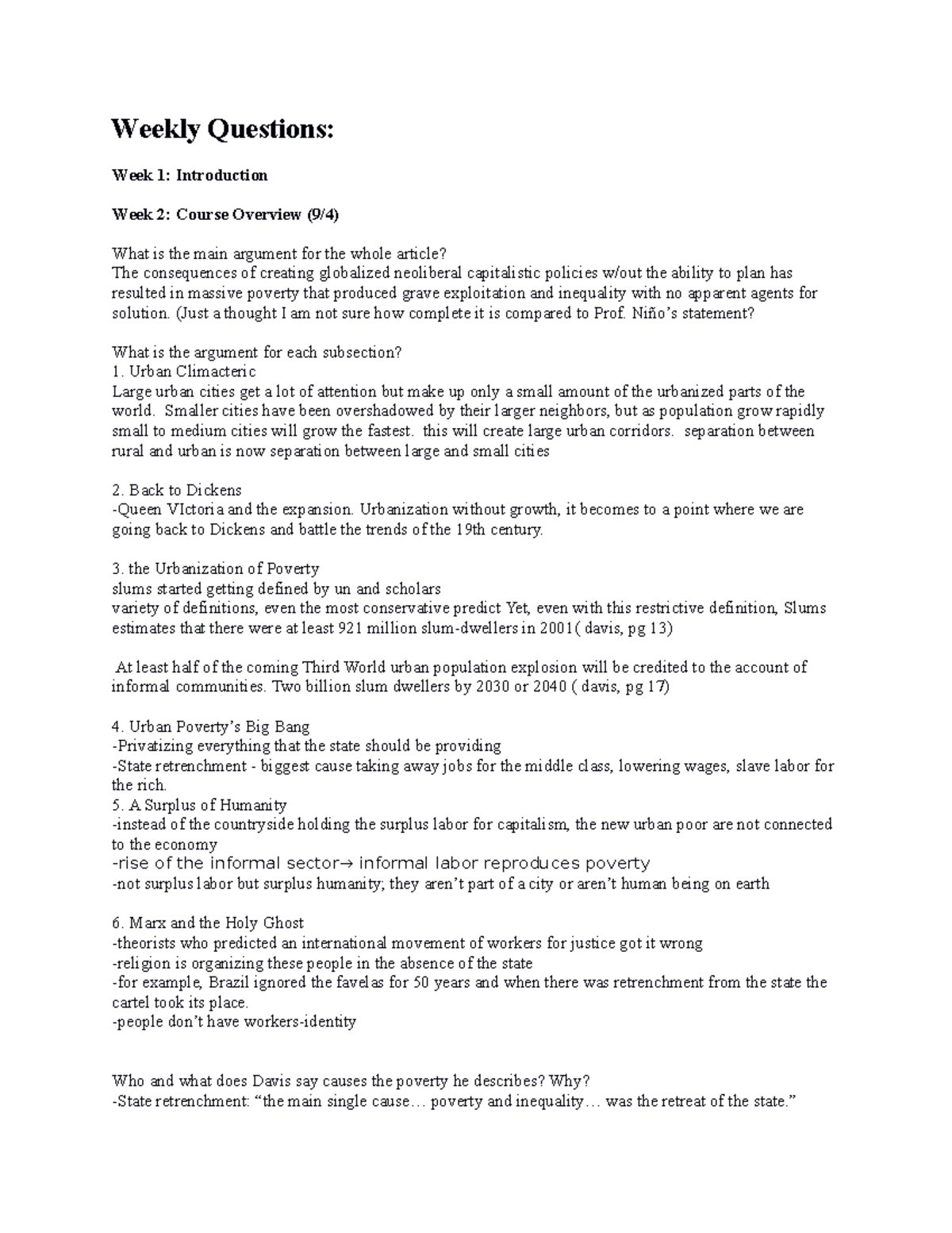 Student Collaborative Study Guide - Weekly Questions: Week 1 ...