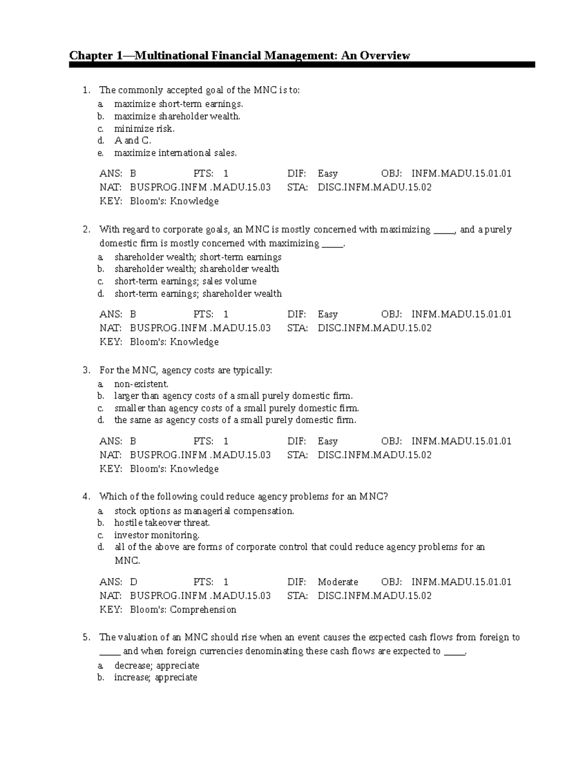 International Finance Ch 1-2 - Chapter 1—Multinational Financial ...