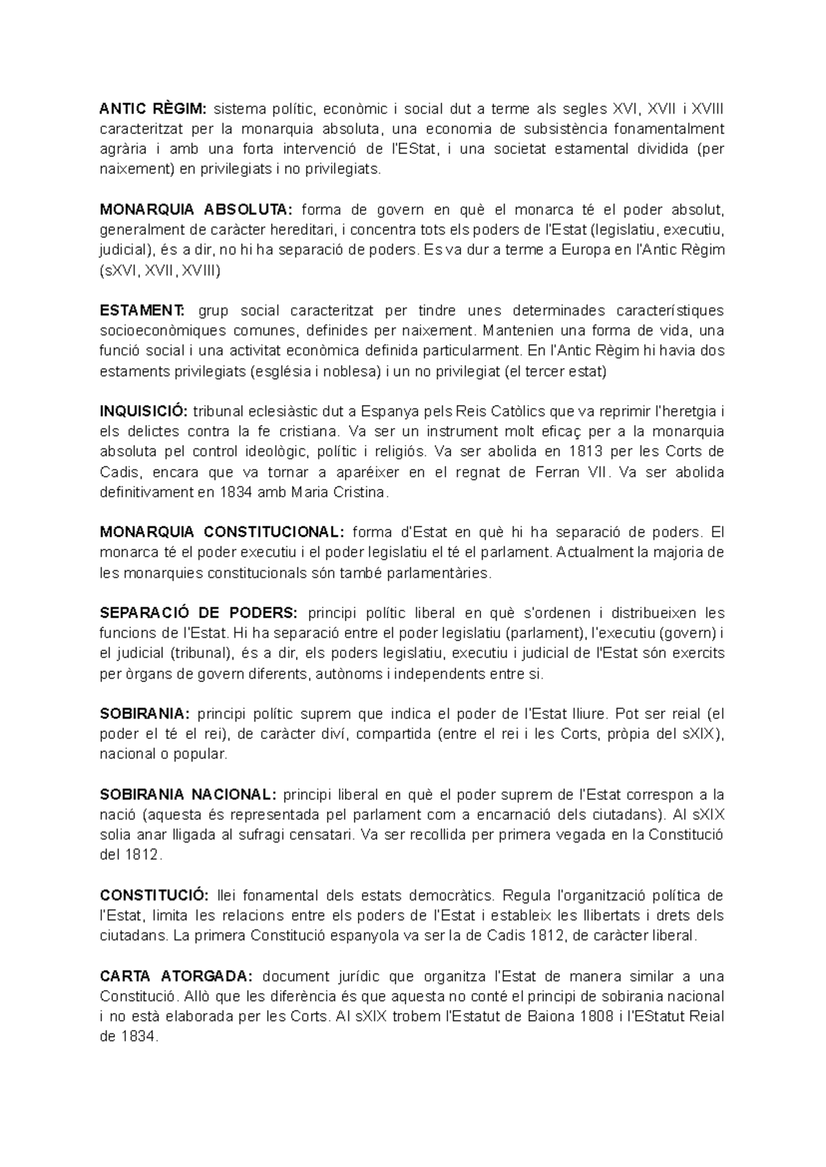 Vocabulari HDE SXIX - ANTIC RÈGIM: sistema polític, econòmic i social ...