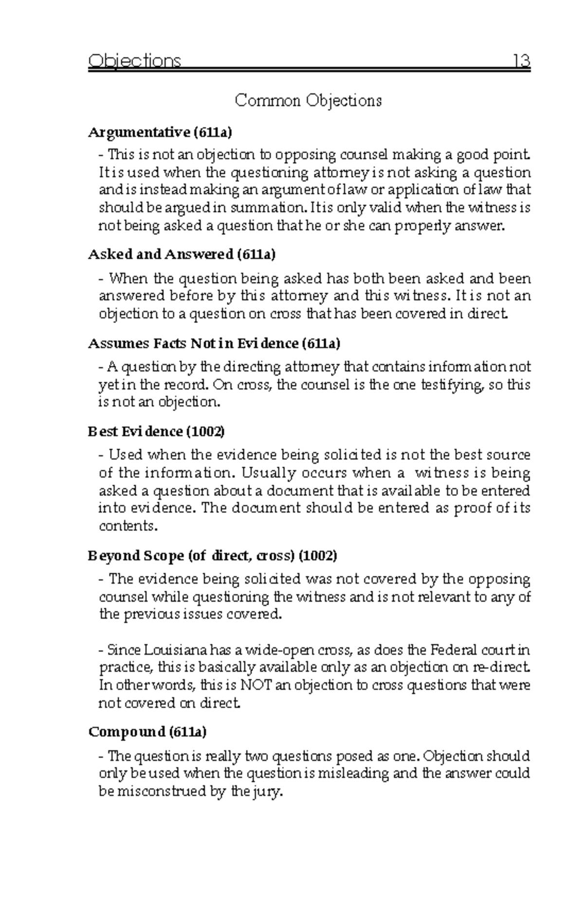 Objections and processes in mock trial proceedings - obligations and ...